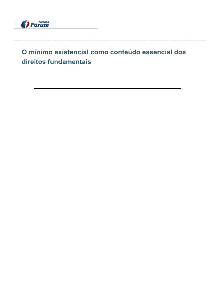 Mínimo Existencial e Direitos Fundamentais | PDF | Constituição ...