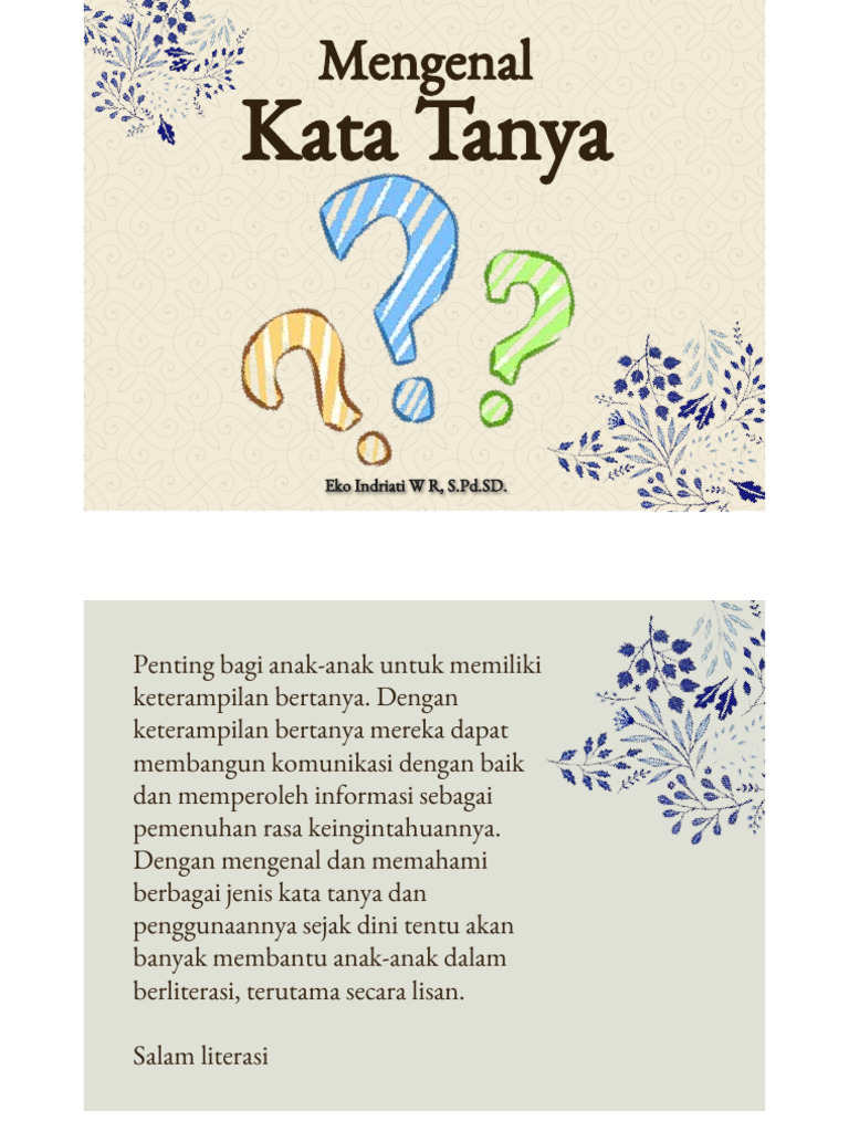 Mengenal Jenis dan Fungsi Kata Tanya | PDF