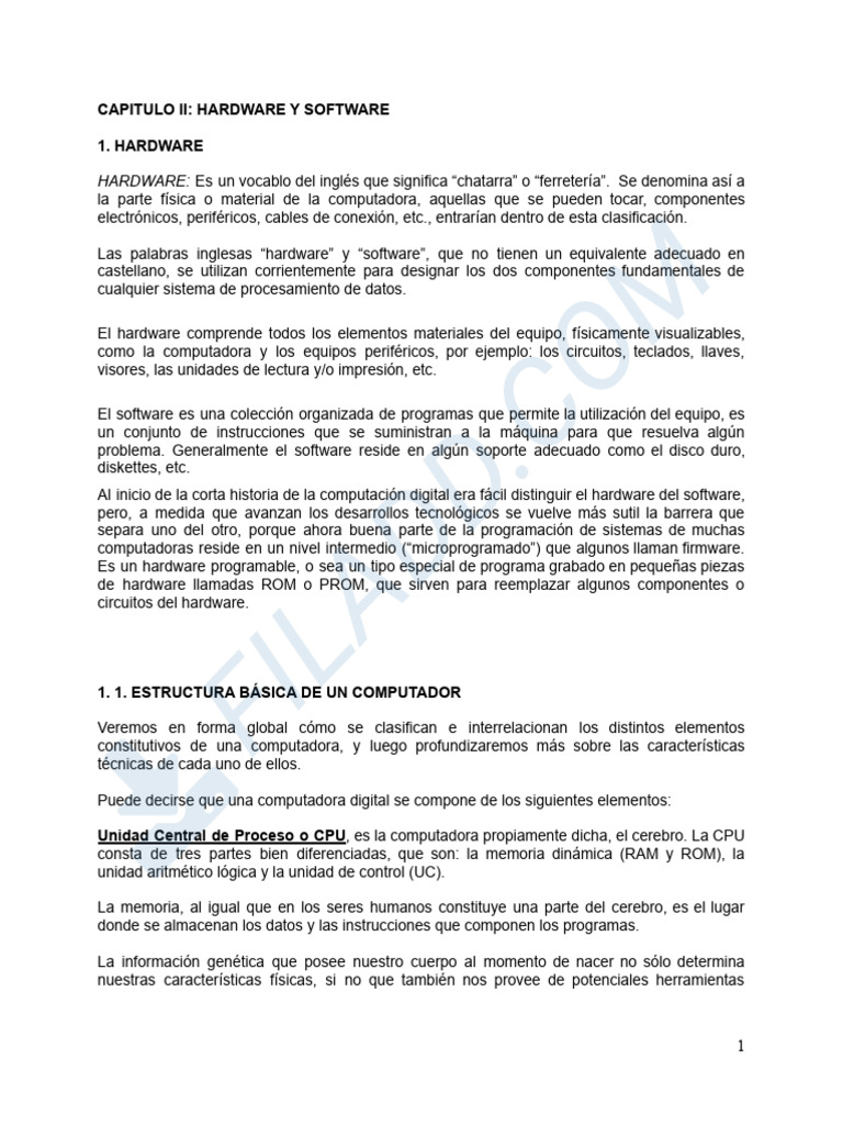 Capitulo 2 Hardware Software-2021 | PDF | Memoria de acceso aleatorio ...