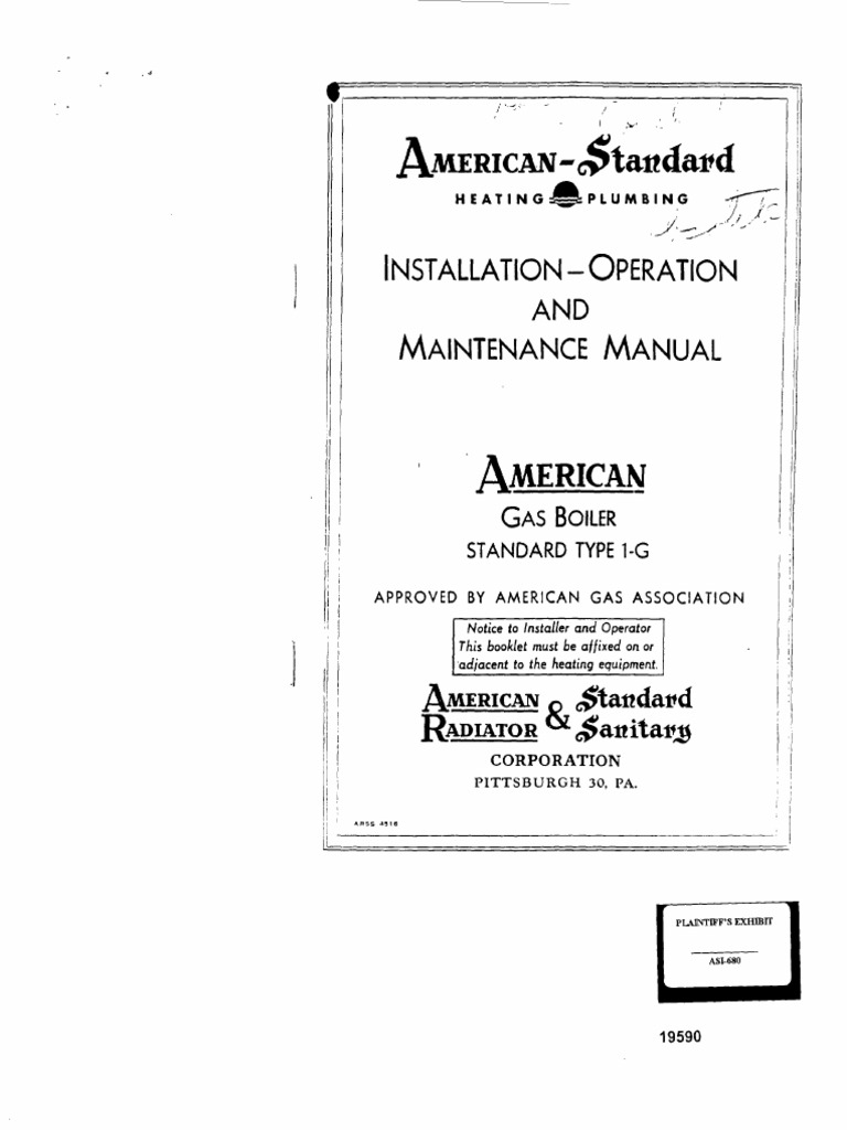 American Standard Gas Boiler Manual | PDF | Valve | Boiler
