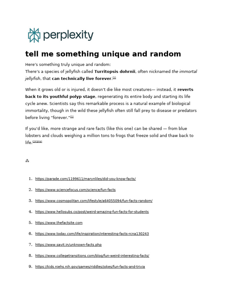 Tell Me Something Unique and Random | PDF
