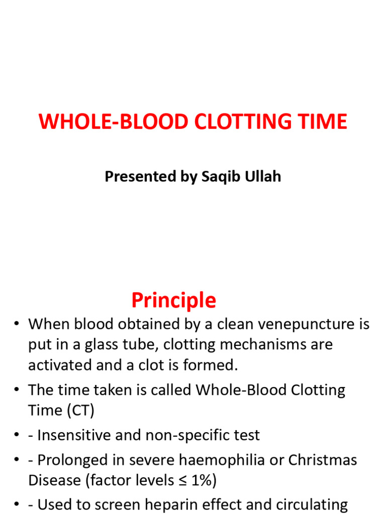Whole Blood Clotting Time 1758530177 | PDF