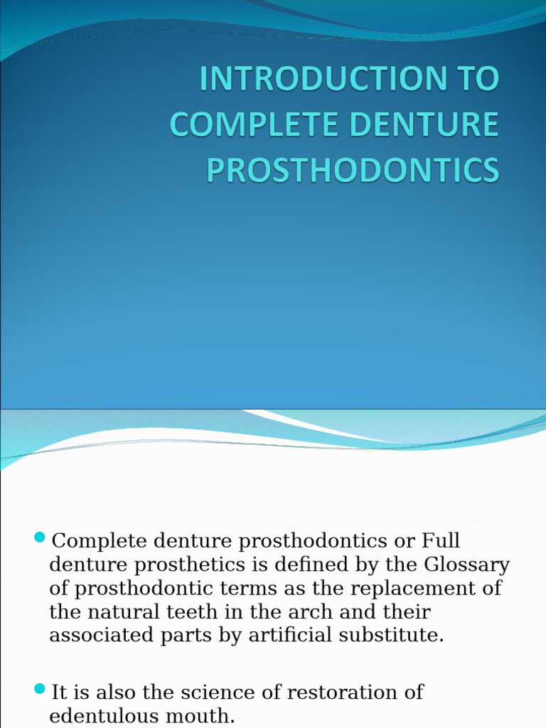 Parts of a Complete Denture | PDF | Dentures | Dentistry Branches