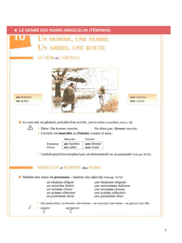 Genre et nombre des noms en français | PDF