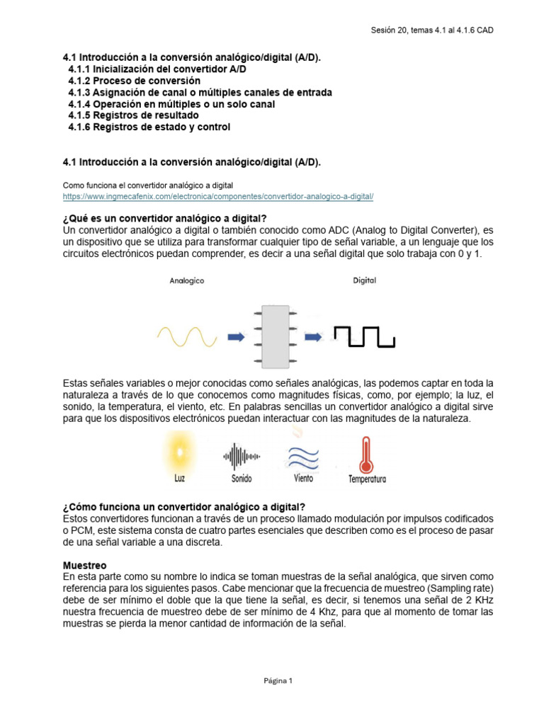 Sesión 20 Tema 4.1 A 4.1.6 CAD | PDF | Señal analoga | Conversor ...