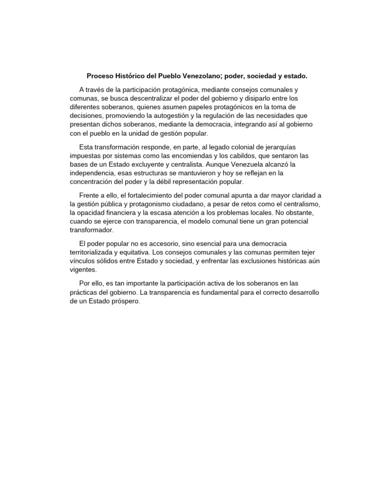 Poder Comunal y Democracia en Venezuela | PDF