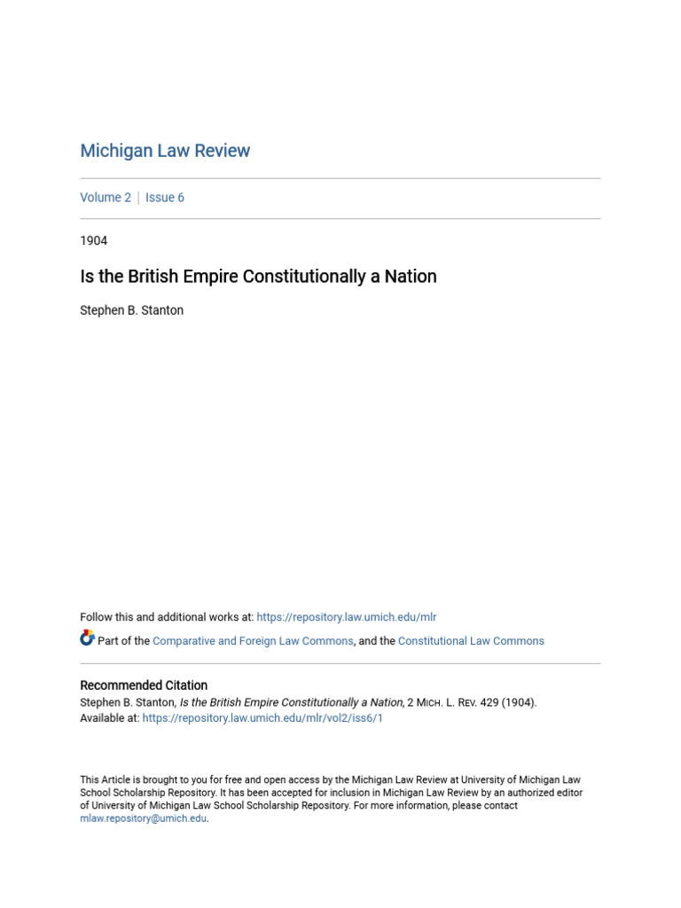 Is The British Empire Constitutionally A Nation | PDF | Dominion ...