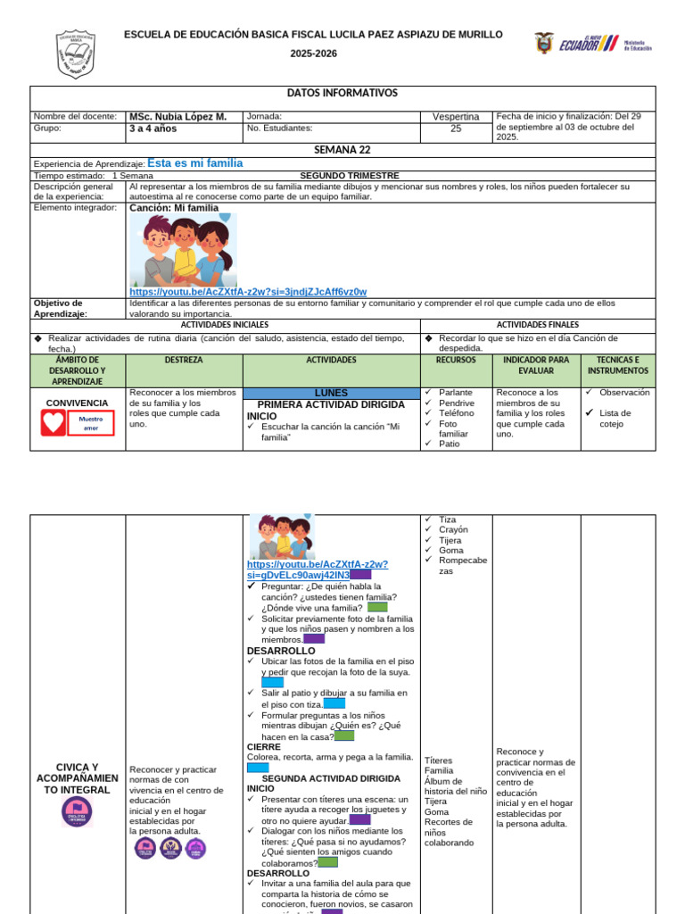 Actividades de Aprendizaje Familiar 2025 | PDF