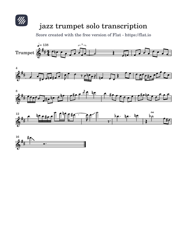 Jazz Trumpet Solo Transcription | PDF