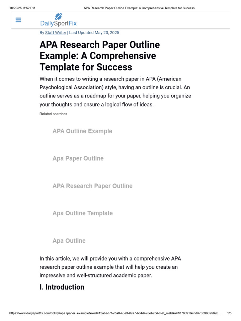 APA Research Paper Outline Guide | PDF | Apa Style | Methodology