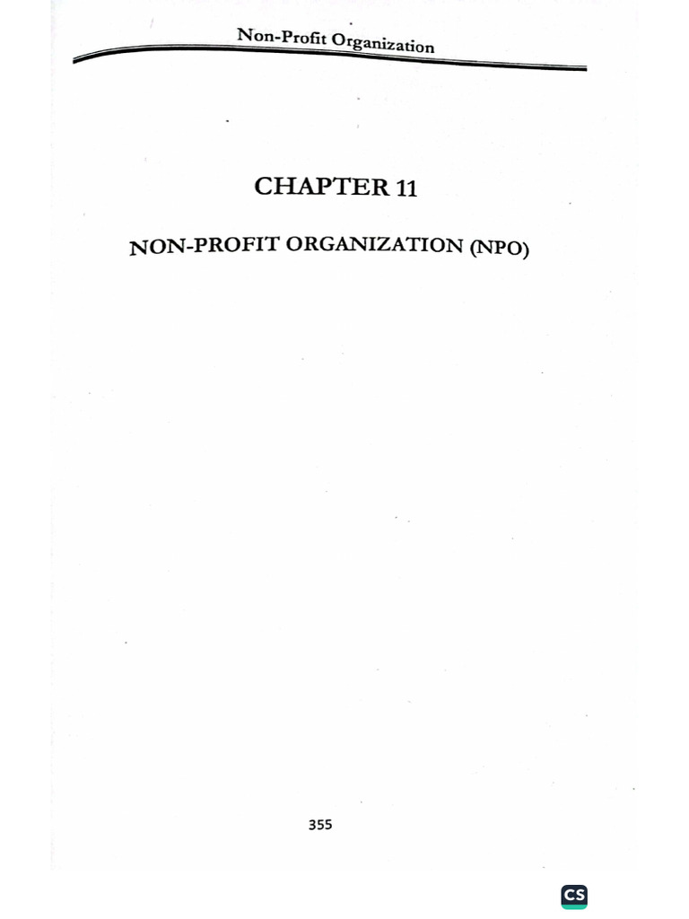 CHAPTER 11 - Non-Profit Organization | PDF
