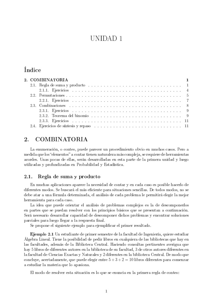 1 3 Combinatoria | PDF | Permutación | Matemáticas