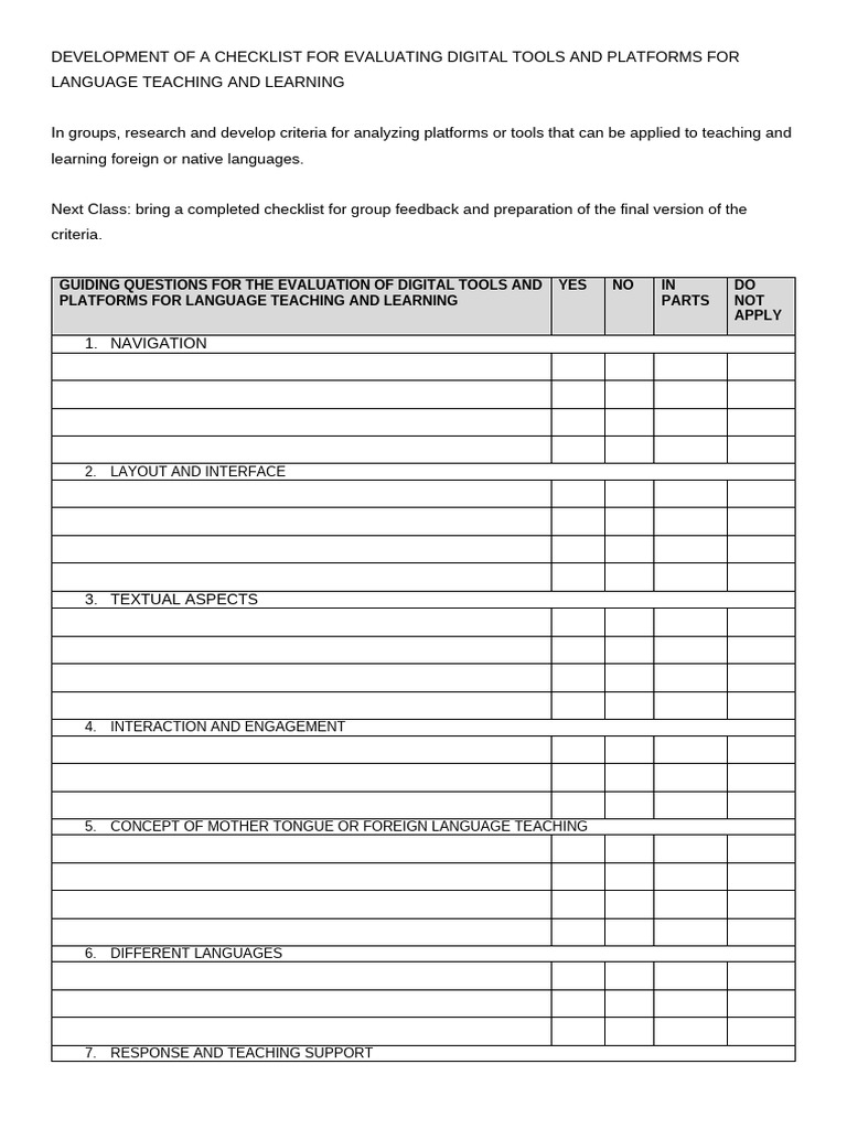 Digital Tools Checklist_5088420 | PDF