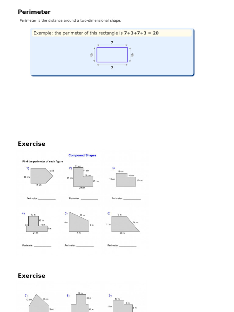 Area, Perimeter and Volume - 08082021 | PDF