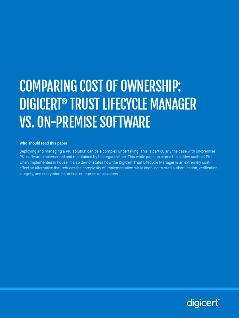 Comparing Cost Ownership Whitepaper en | PDF | Public Key Certificate | Public Key Cryptography
