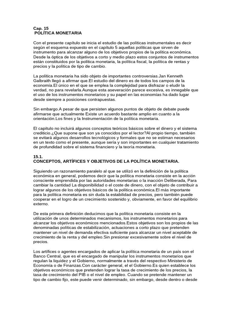 Cap15 Politica Monetaria | PDF | La política monetaria | Inflación
