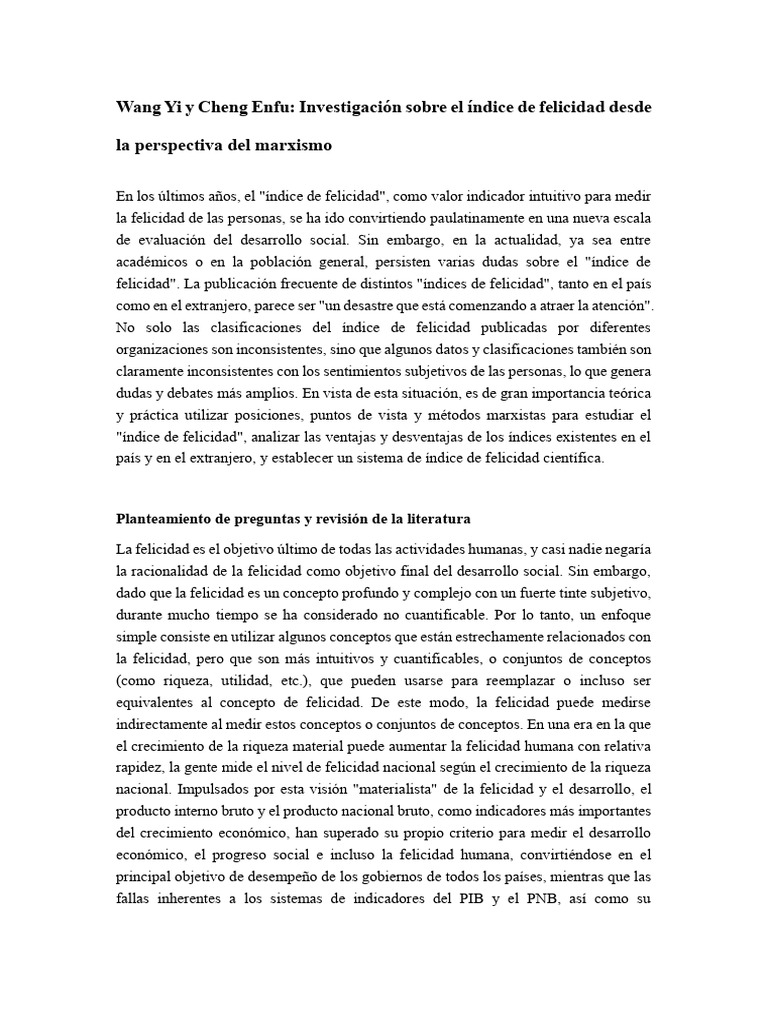 _Wang Yi y Cheng Enfu -Investigación Sobre El Índice de Felicidad Desde ...