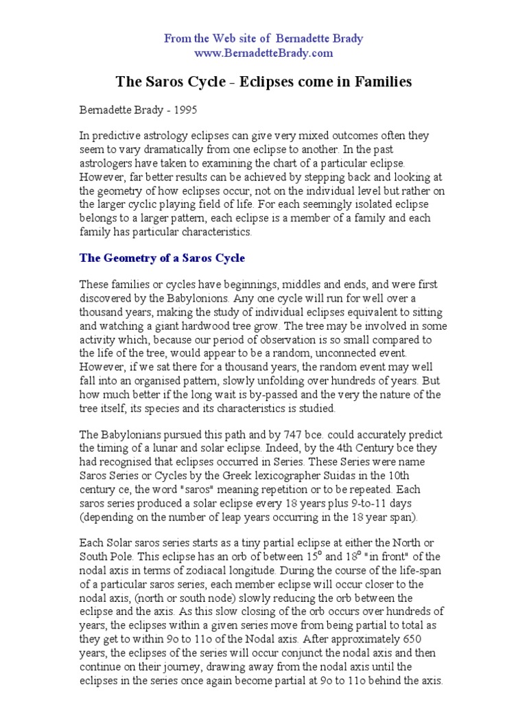 Saros Cycles | PDF | Eclipse | Solar Eclipse