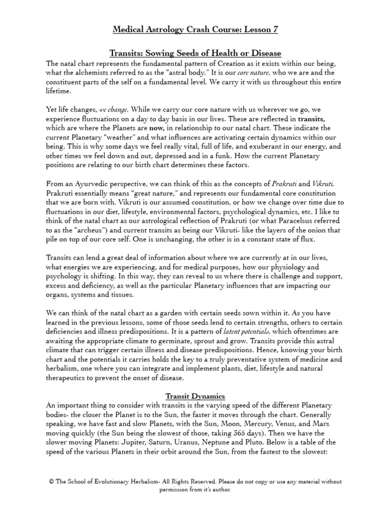 Lesson 7- Transits | PDF | Planets In Astrology | Planets