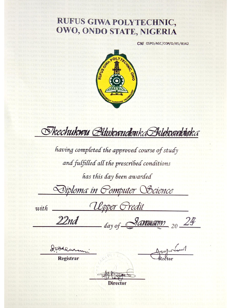 OND Certificate | PDF