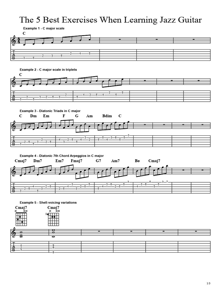 Top 5 Jazz Guitar Exercises | PDF | Melody | Pitch (Music)