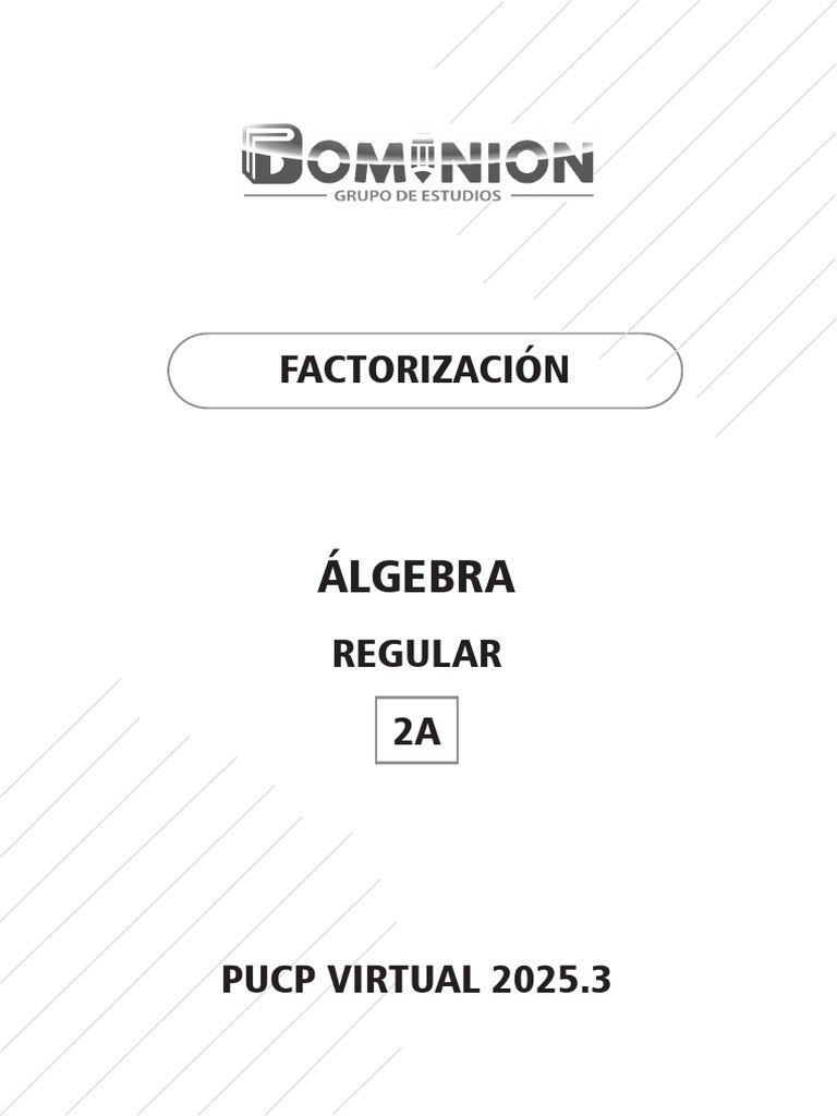 Álgebra Regular 2A Factorización Clase | PDF | Factorización | Álgebra ...
