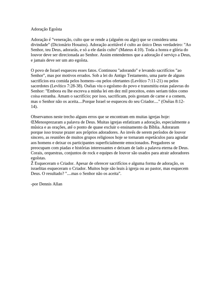 Adoração Egoísta | PDF