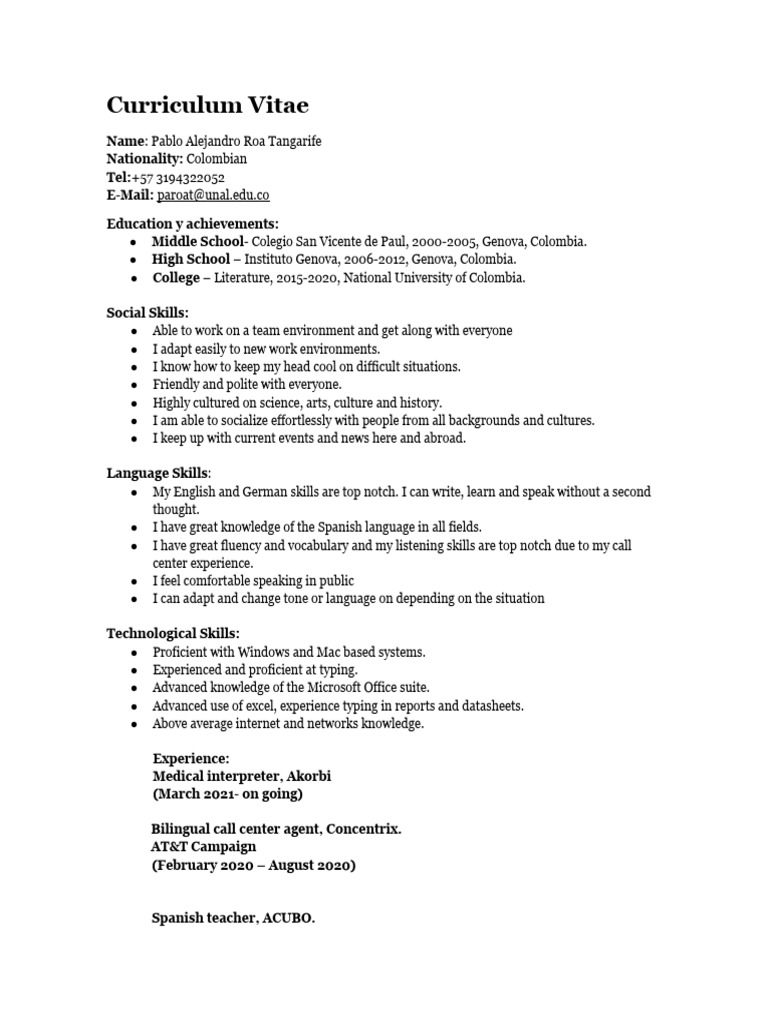 CV Pablo (English) | PDF