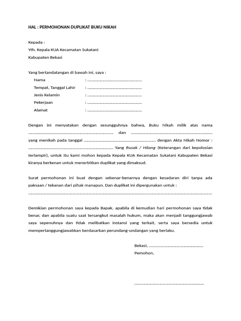 Permohonan Duplikat Nikah 1 | PDF