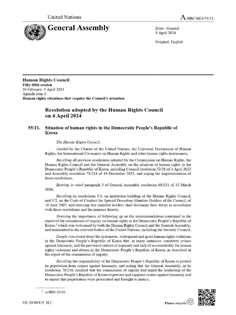 Human Rights Council Resolution On The Situation of Human Rights in The ...