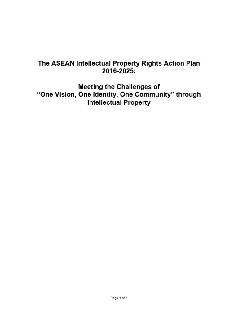 Asean Ipr Action Plan 2016-2025 (For Public Use) | PDF | Intellectual ...