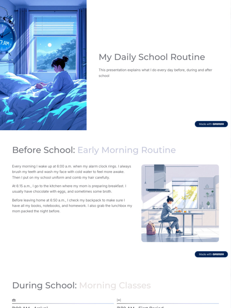My Daily School Routine | PDF
