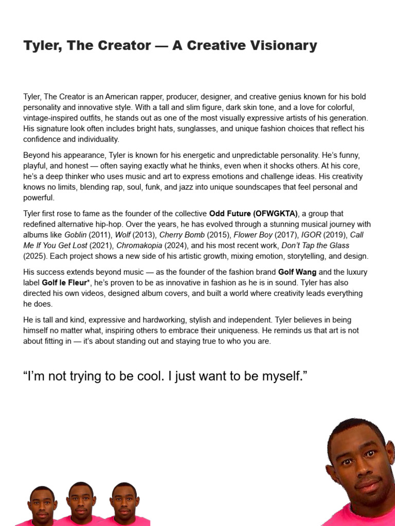 Tyler, The Creator: A Creative Icon | PDF | Popular Music | African ...