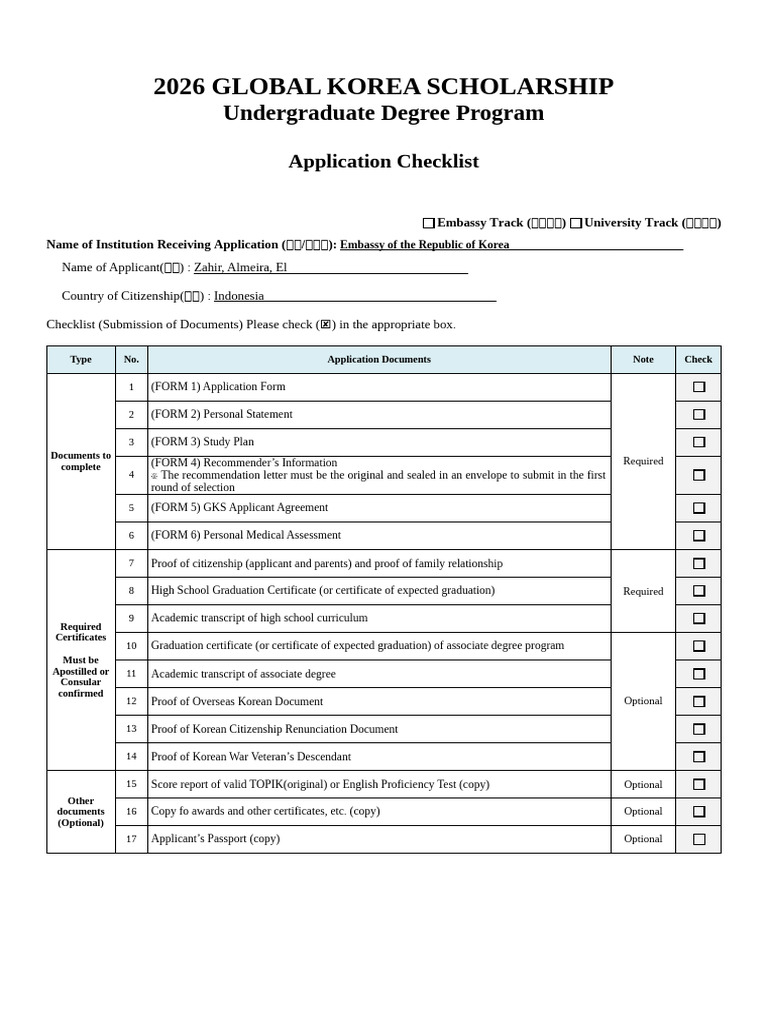 Application Form Gks 2026 | PDF | Vocabulary | Korean Language
