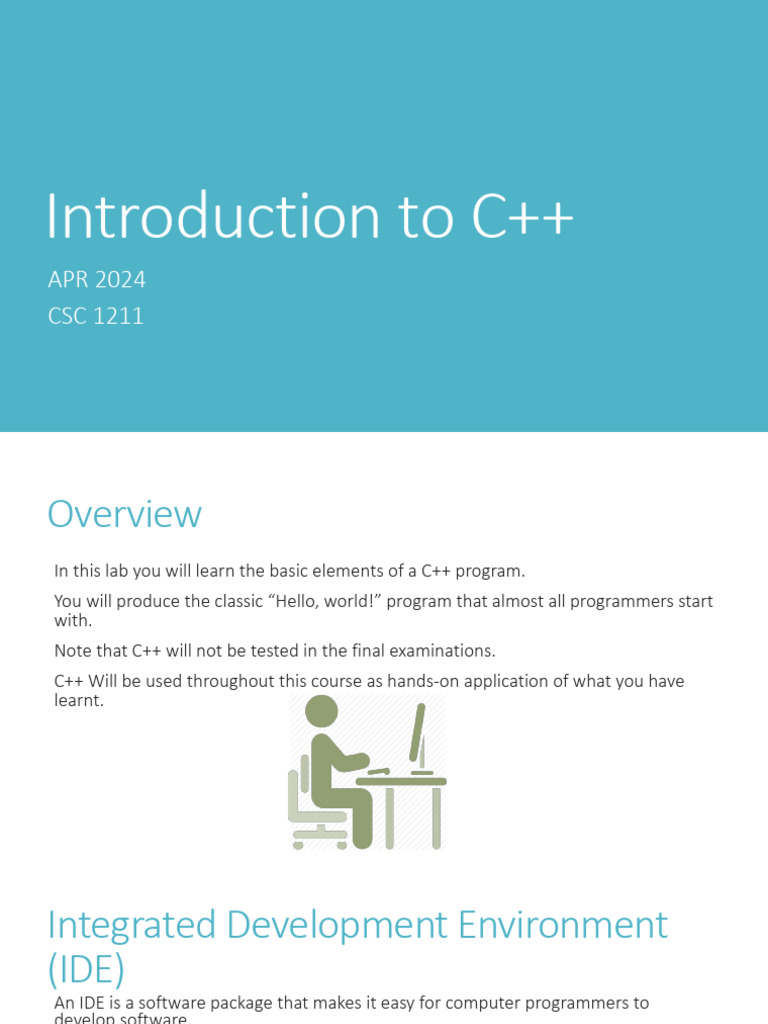 C++ Basics: Hello World Program Guide | PDF | Integrated Development ...