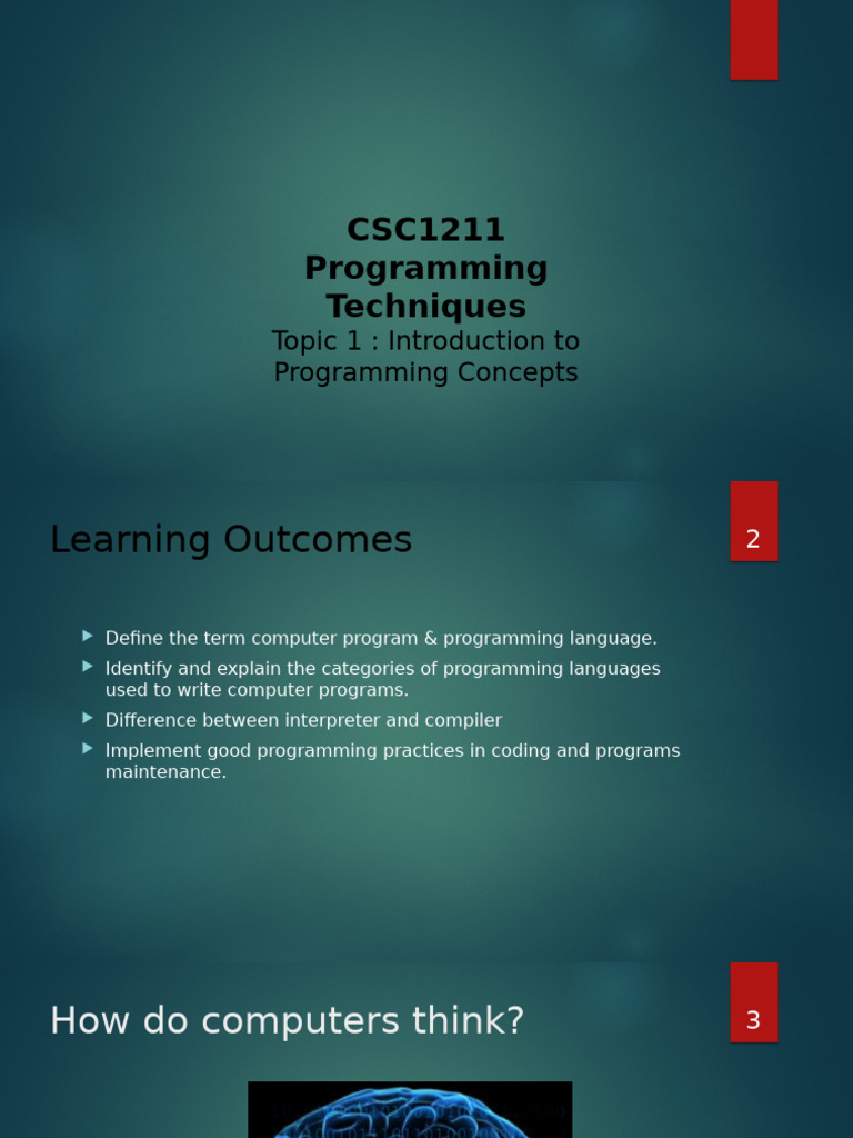 Chapter 1 - Introduction To Programming Concepts | PDF | Computer Programming | Programming