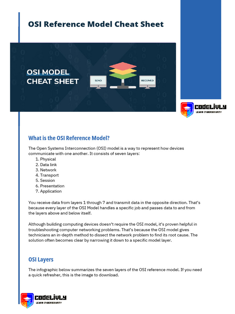OSI Model Overview and Cheat Sheet | PDF | Computer Network | Internet ...