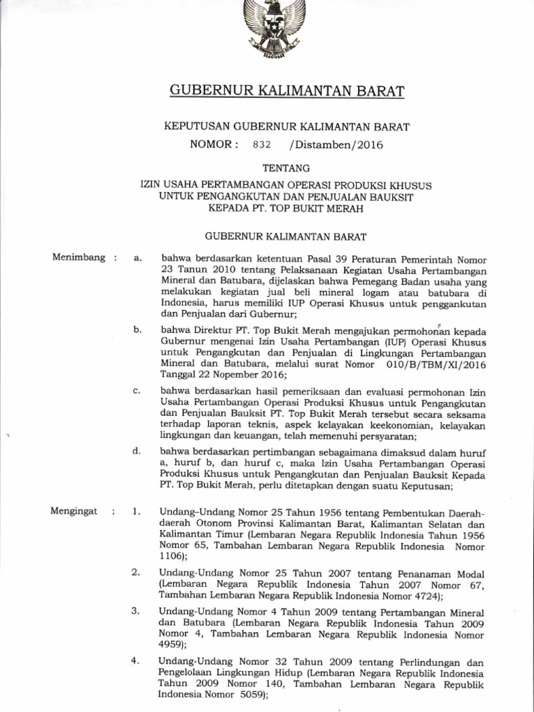 IUP - OPK Pengangkutan Dan Penjualan Bauksit PT. TBM | PDF