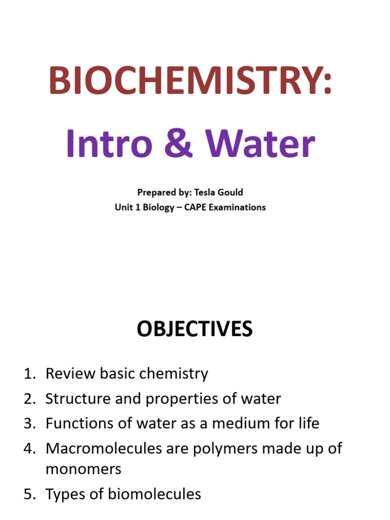 1 Biochem - Intro and Water | PDF | Chemical Bond | Ion