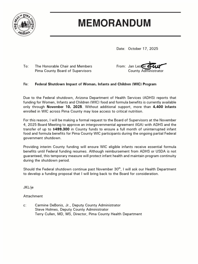 WIC Program Funding Crisis in Arizona | PDF