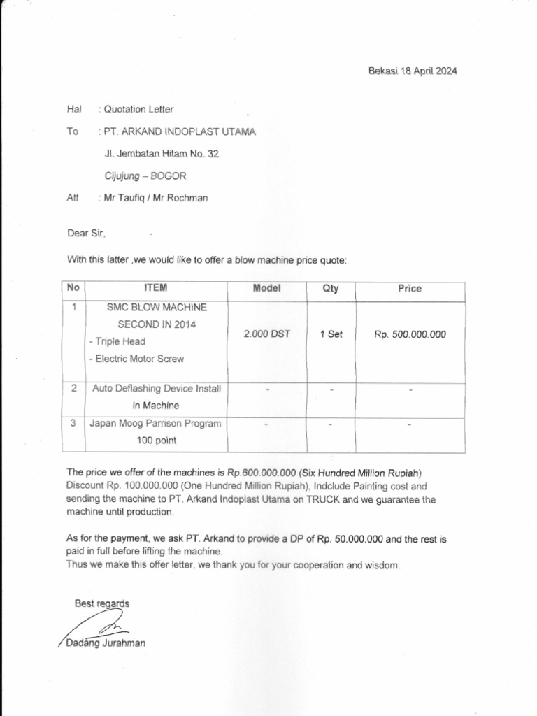 Quotation PT Arkan | PDF