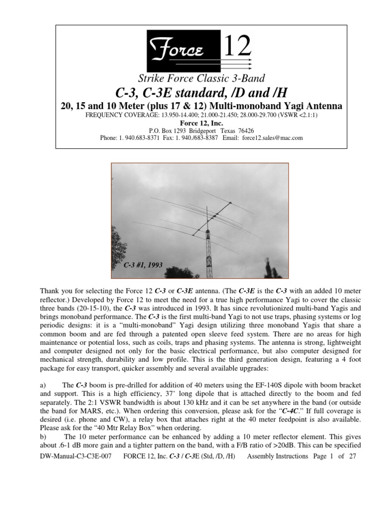 Force12 C3-C3e Manual | PDF | Antenna (Radio) | Rivet