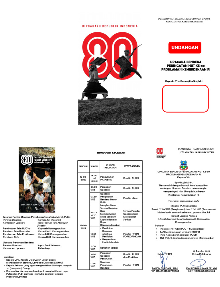 Undangan Upacara HUT Ke-80 RI | PDF