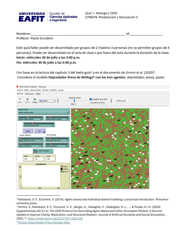 Quiz sobre Modelación en Netlogo ODD | PDF