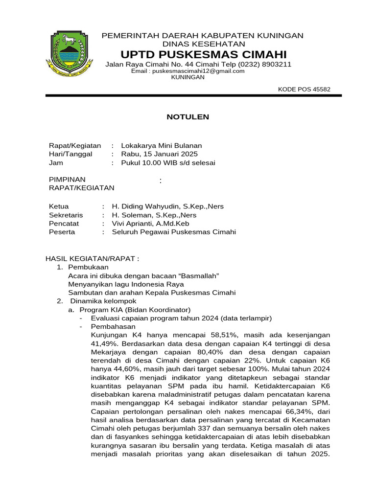 Format Notulen Lokbul 2025 (Januari) | PDF