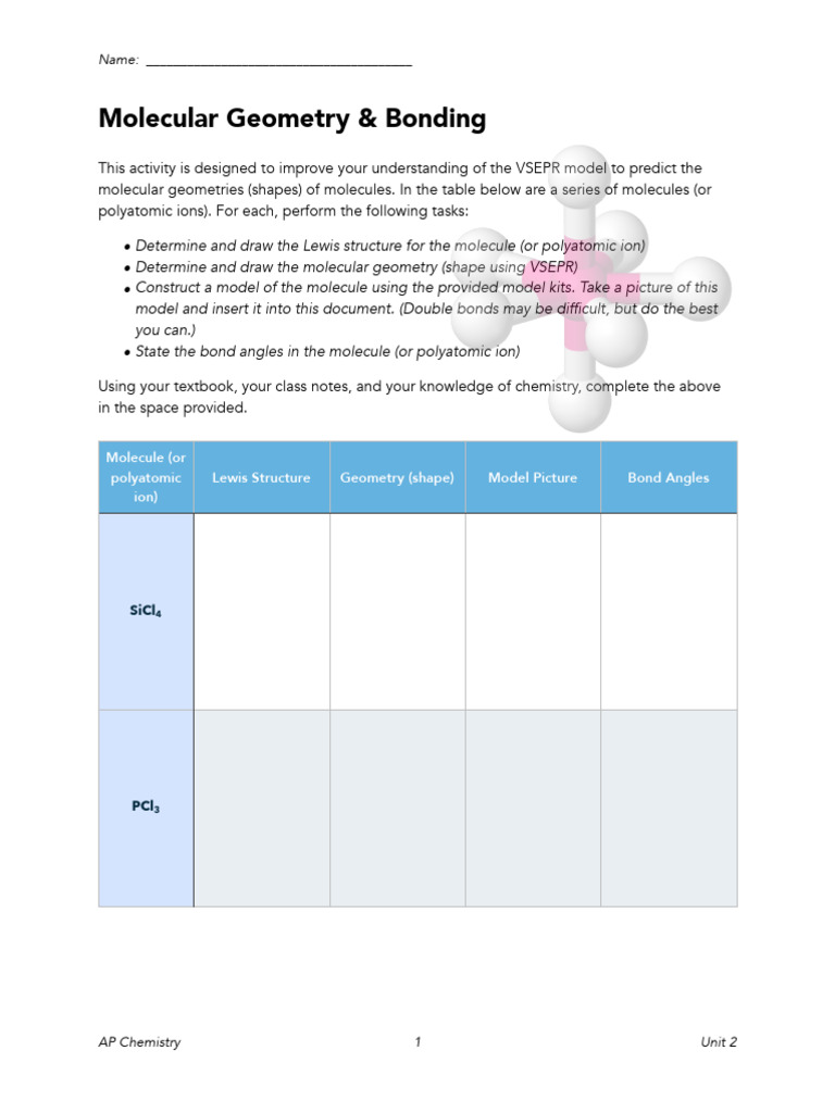 VSEPR Activity: XeF5+ Structure | PDF