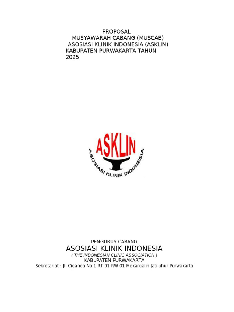 Proposal Muscab ASKLIN Purwakarta 2025 | PDF