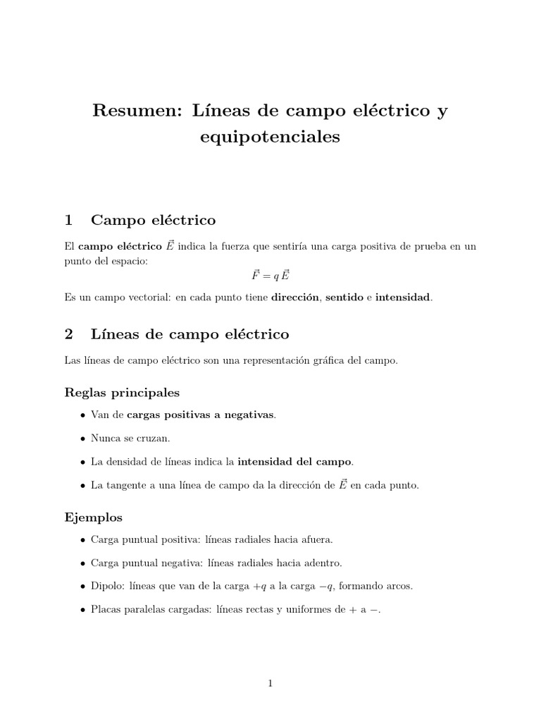 Líneas de Campo Eléctrico Explicadas | PDF | Campo eléctrico | Dipolo