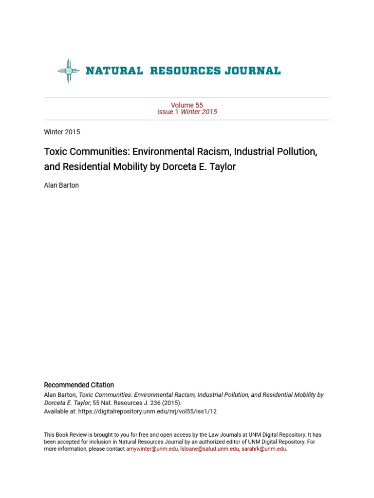 Toxic Communities, Taylor | PDF | Waste | Racial Segregation In The ...