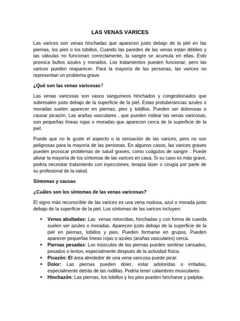 Varices: Causas y Tratamientos | PDF | Venas varicosas | Vena